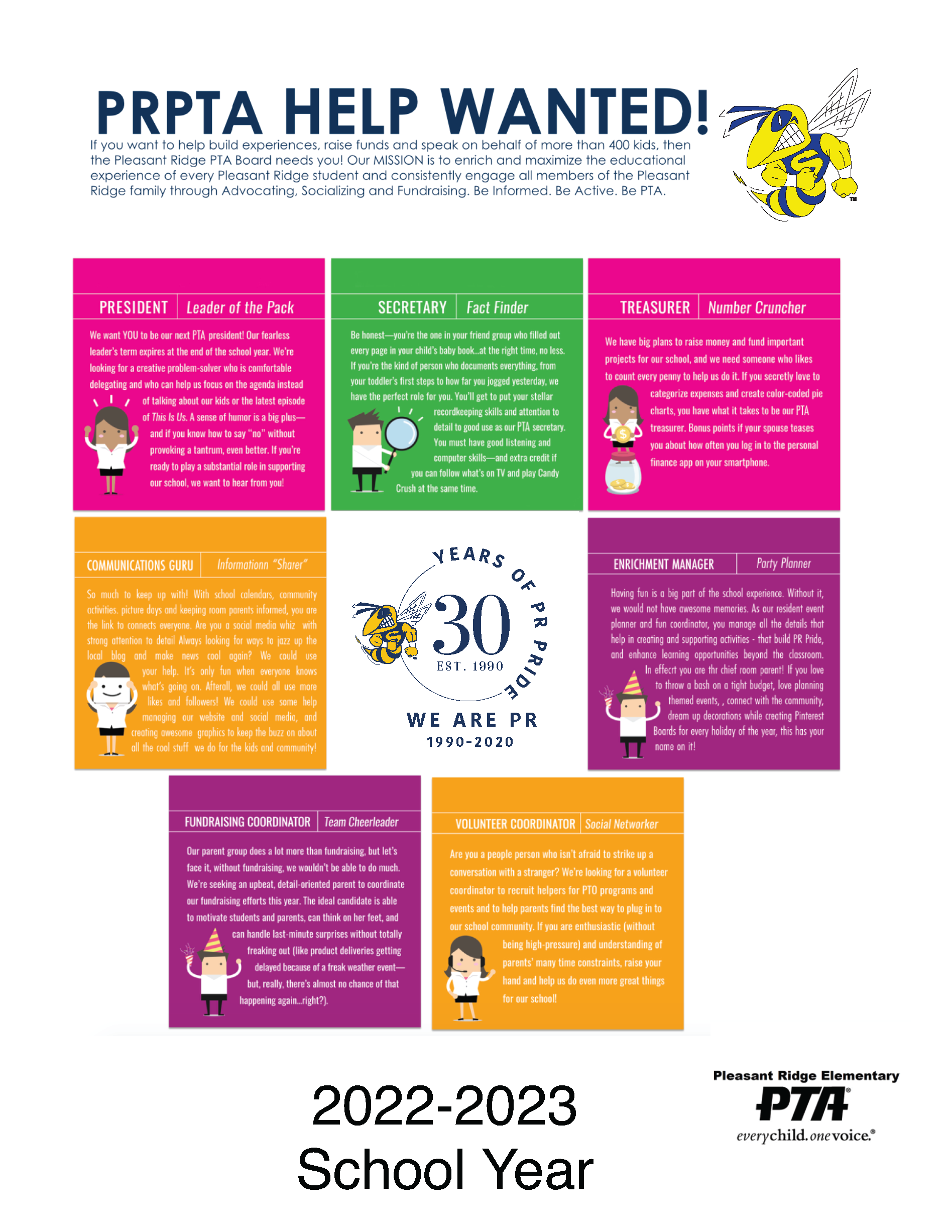 We are looking for you! 2022/23 PTA Elections | PLEASANT RIDGE PTA